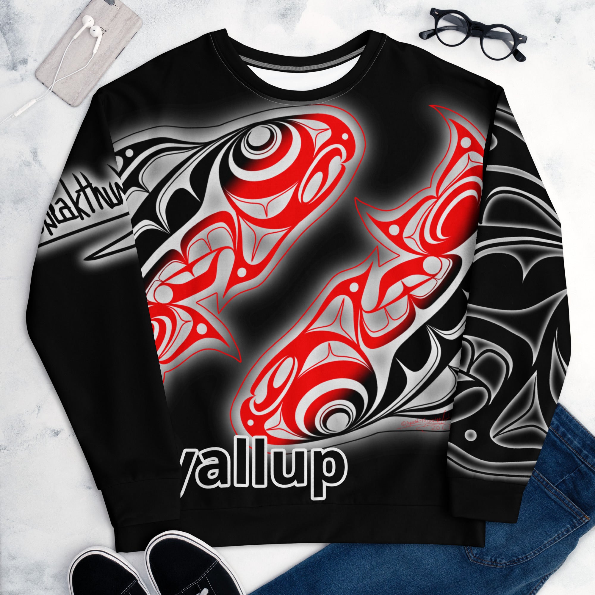 Dual salmon puyallup Sweatshirt | Speakthunder Native American coastal ...